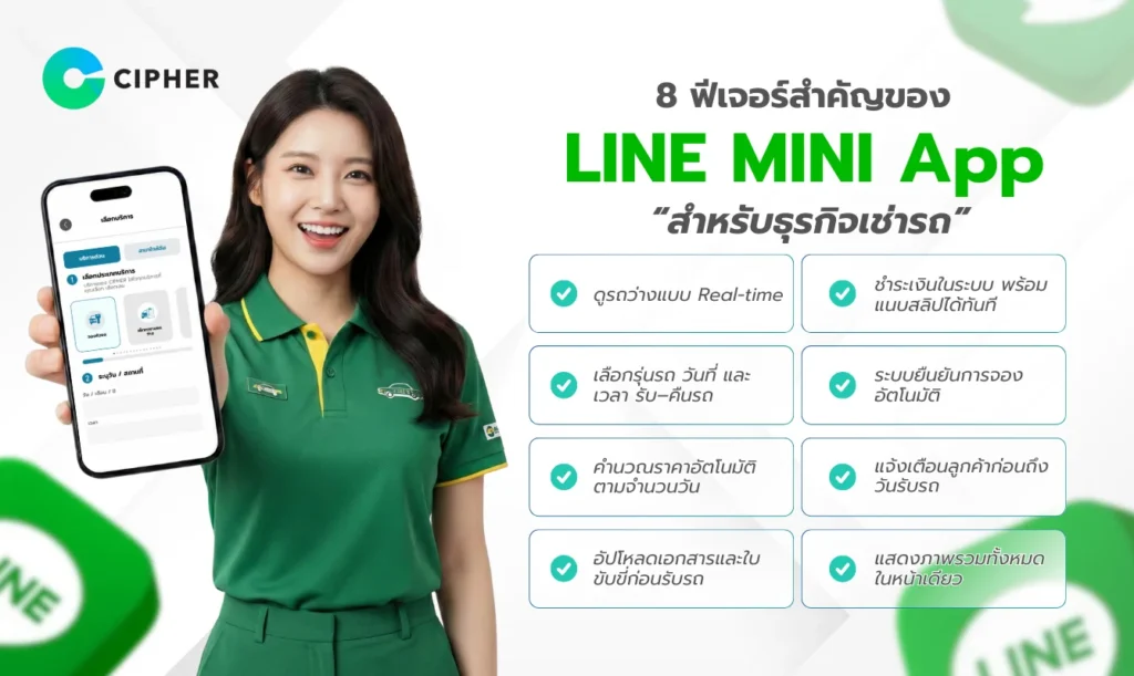 LINE MINI App สำหรับเช่ารถ: ระบบจองและชำระเงินออนไลน์